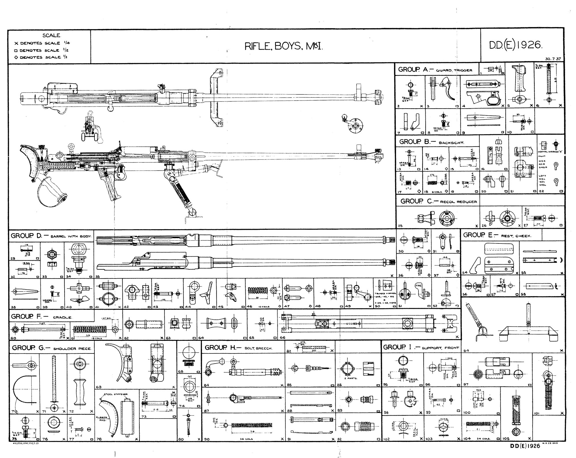 Boys Anti-Tank Rifle in .55-inch calibre, Enfield designed, with ...