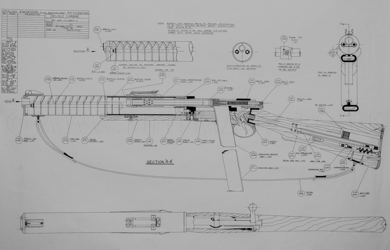 Sterling Armament Co, 1945 drawing of the De Lisle silenced .45 ...