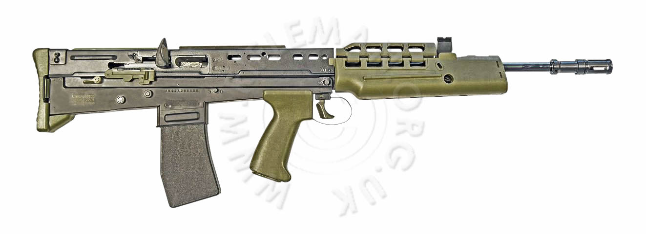 The Enfield SA80 rifle variants and training devices, plus the 5.56mm ...