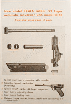 The siienced Luger Pistol for SOE, an the P'08 .22RF adapter unit