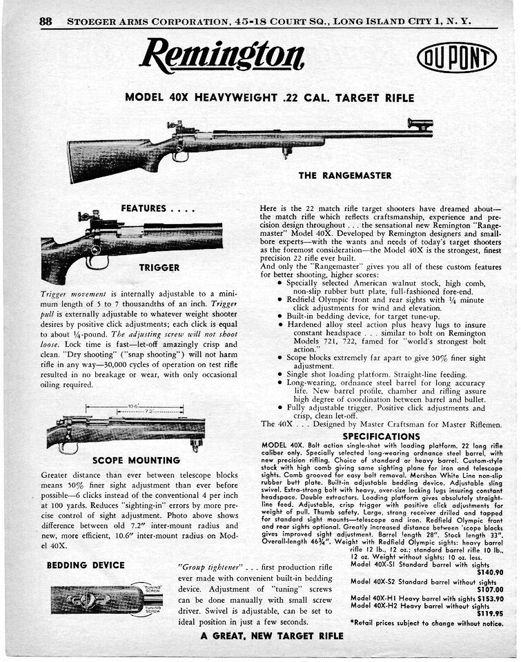 The REMINGTON 37 Rangemaster and 40-X .22RF TARGET RIFLES