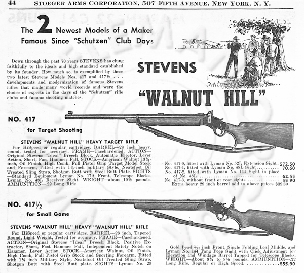 Stevens "Armory", "Bisley", and "Ideal" model rifles and more